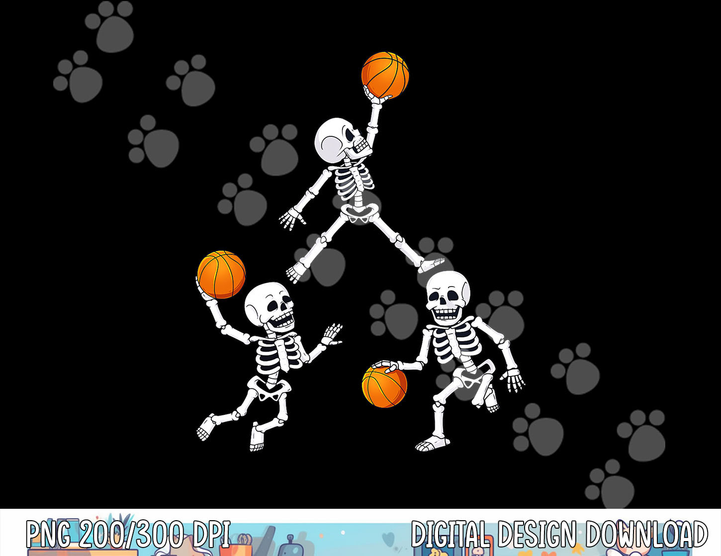 Basketball Halloween Skeleton Dunking Dribble Boys Kids Teen - Inspire ...