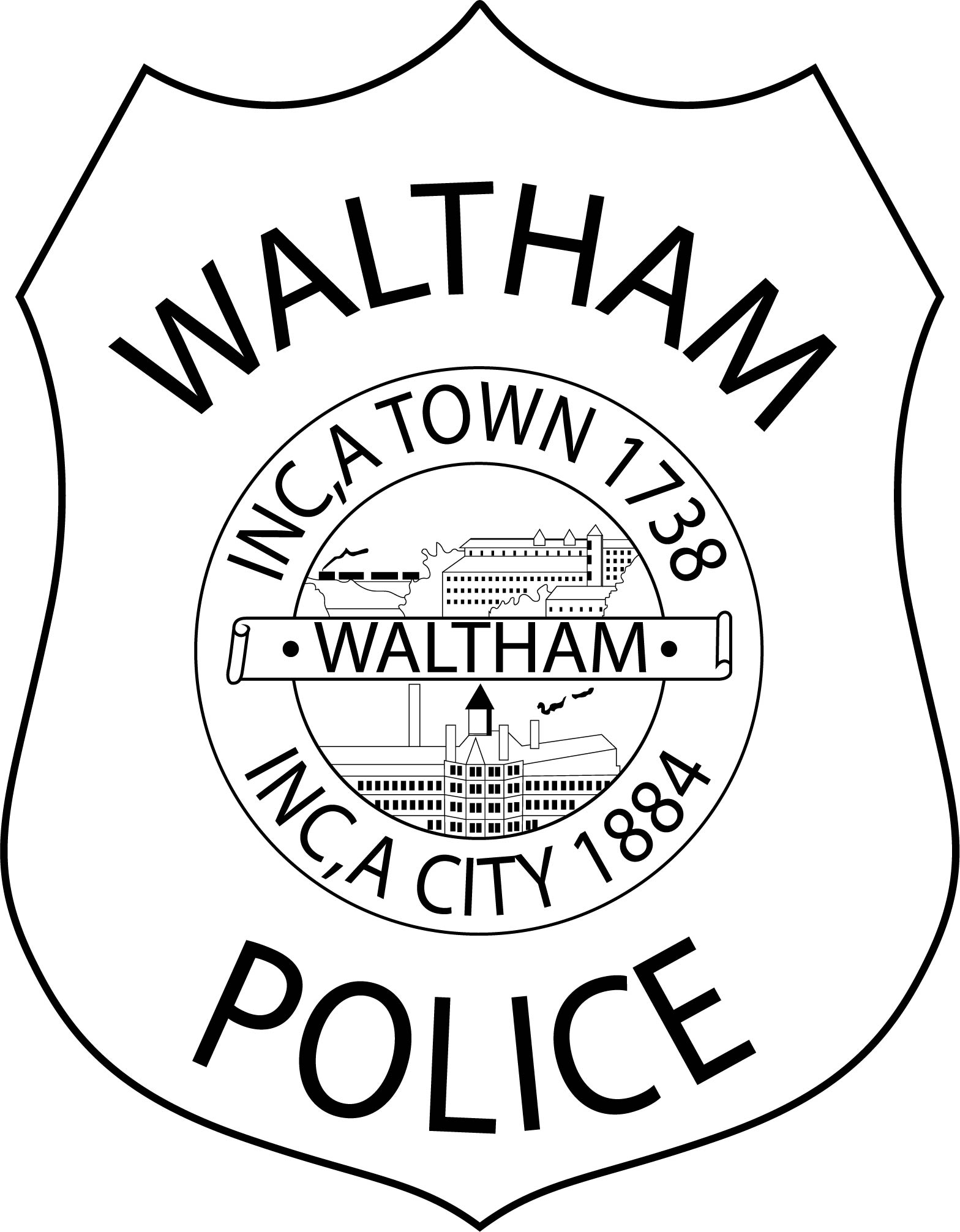 WALTHAM POLICE BADGE LINE ART VECTOR CNC MACHINE FILE | Inspire Uplift