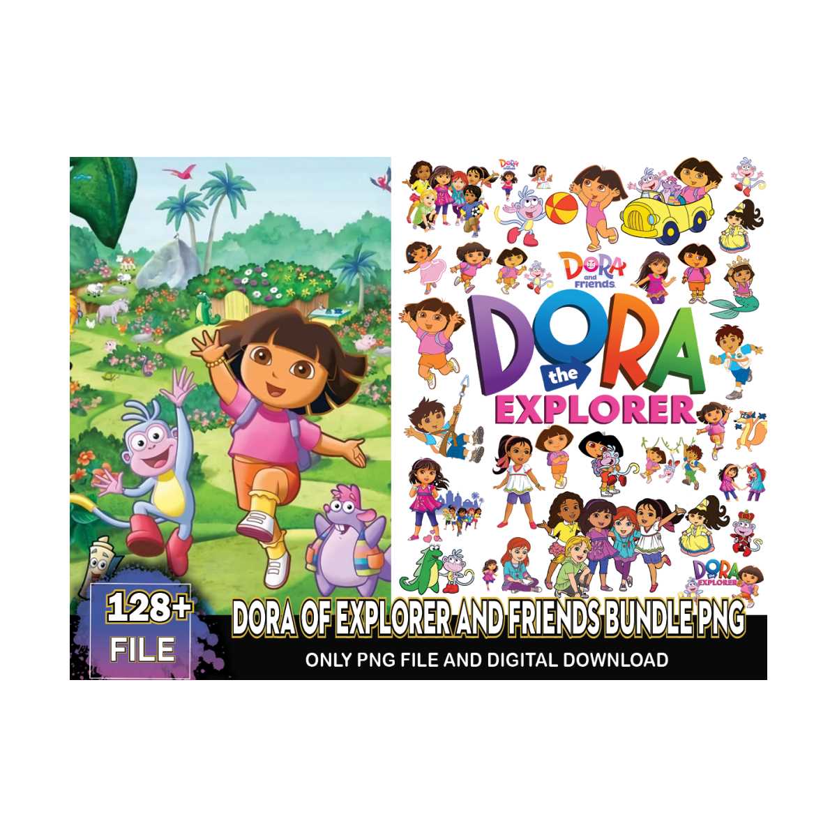128 Files Dora Of Explorer and Friends Bundle Png | Inspire Uplift
