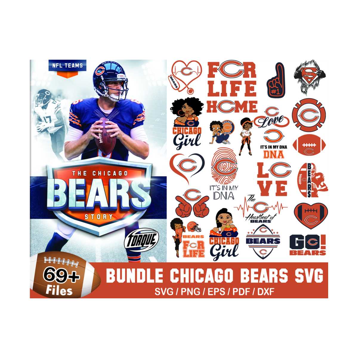69 Designs Chicago Bears Football Svg Bundle, Nfl Logo Svg | Inspire Uplift