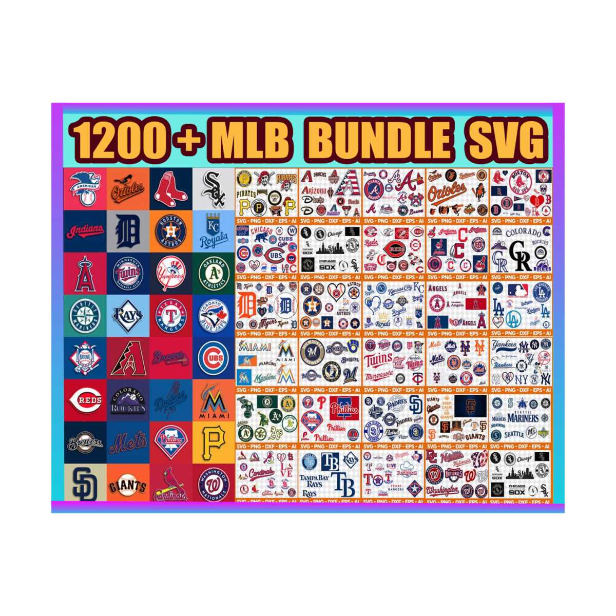1200 Files MLB Team Bundle Svg, Sport Svg, MLB Team svg | Inspire Uplift