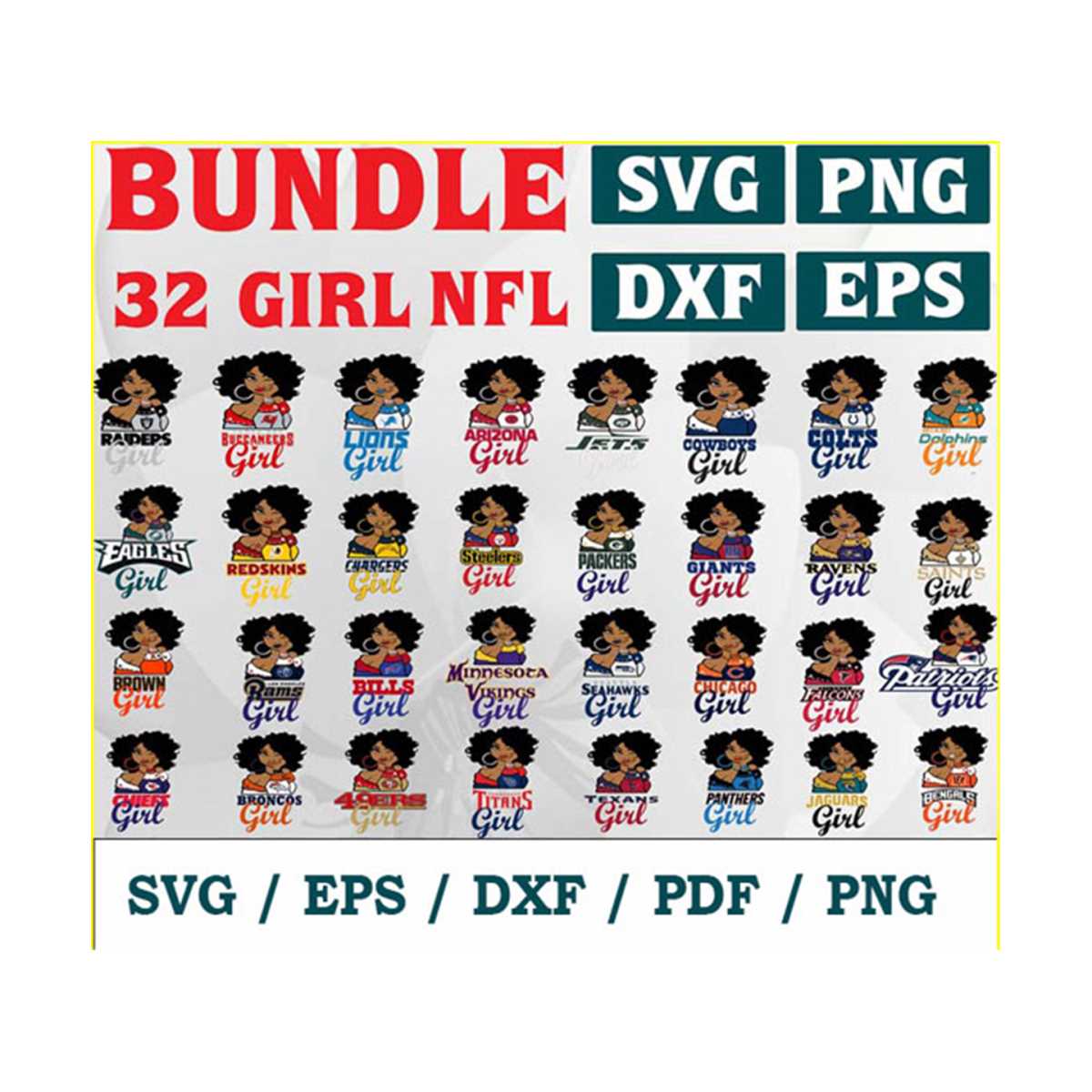32 Girl NFL Svg Bundle, Nfl Girl Svg, Football Girl Svg | Inspire Uplift