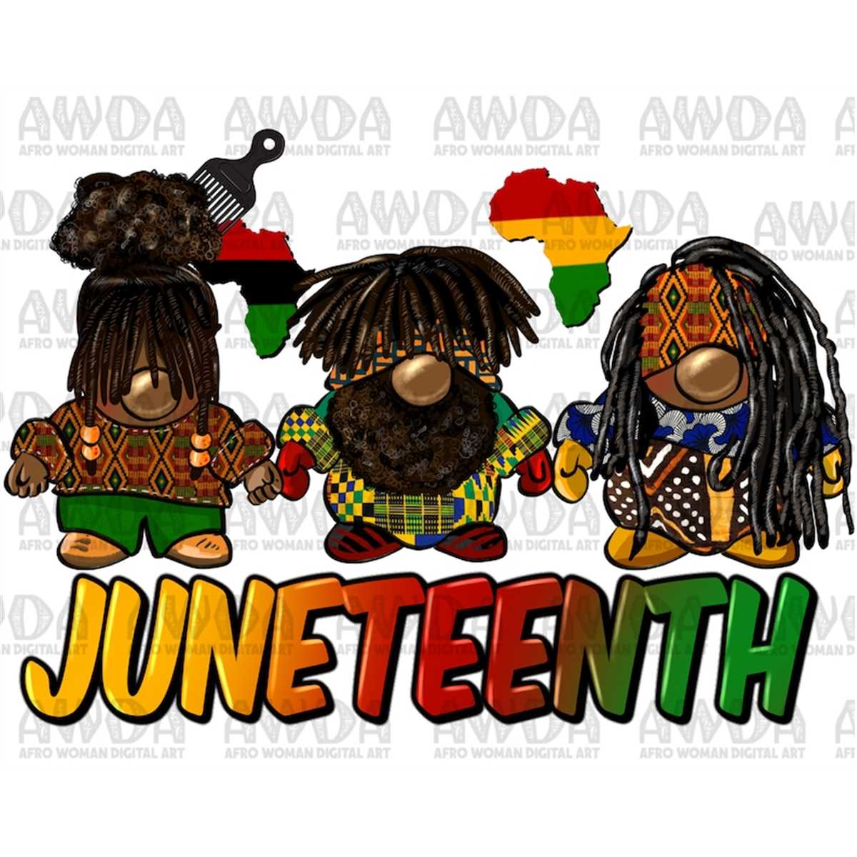 Juneteenth afro gnomes png sublimation design download, June - Inspire ...