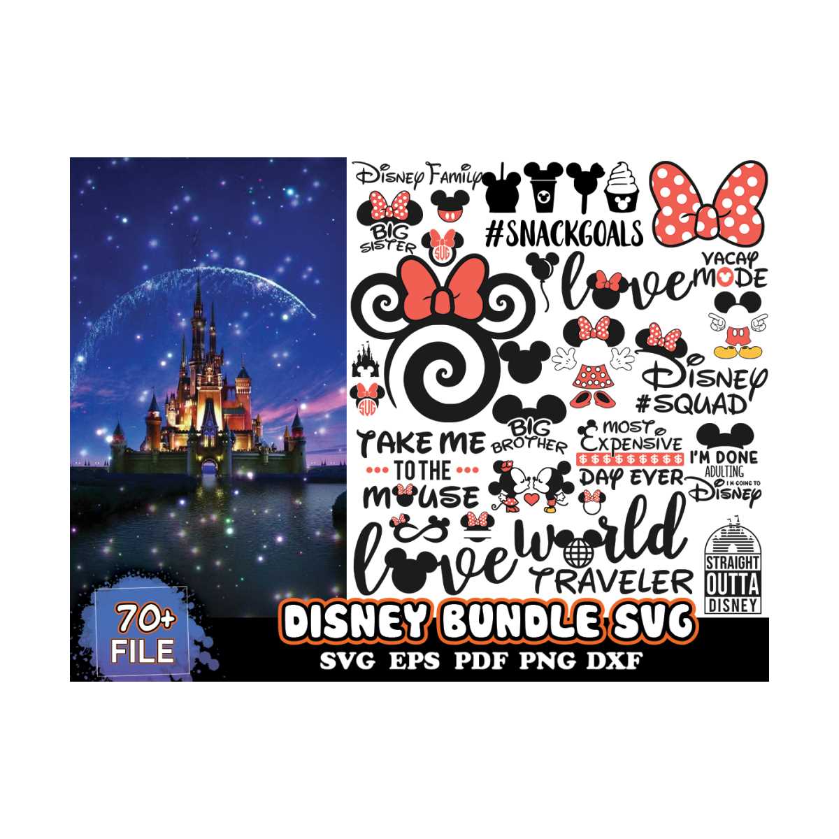 70 Disney Bundle Svg, Mickey Svg, Disney Svg | Inspire Uplift