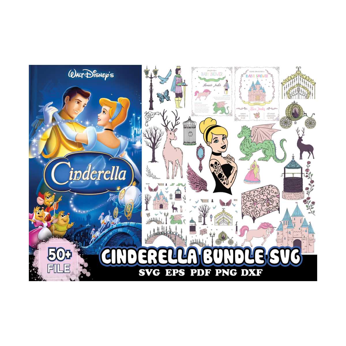 50 Files Cinderella Bundle Svg, Disney Svg, Cinderella Svg - Inspire Uplift