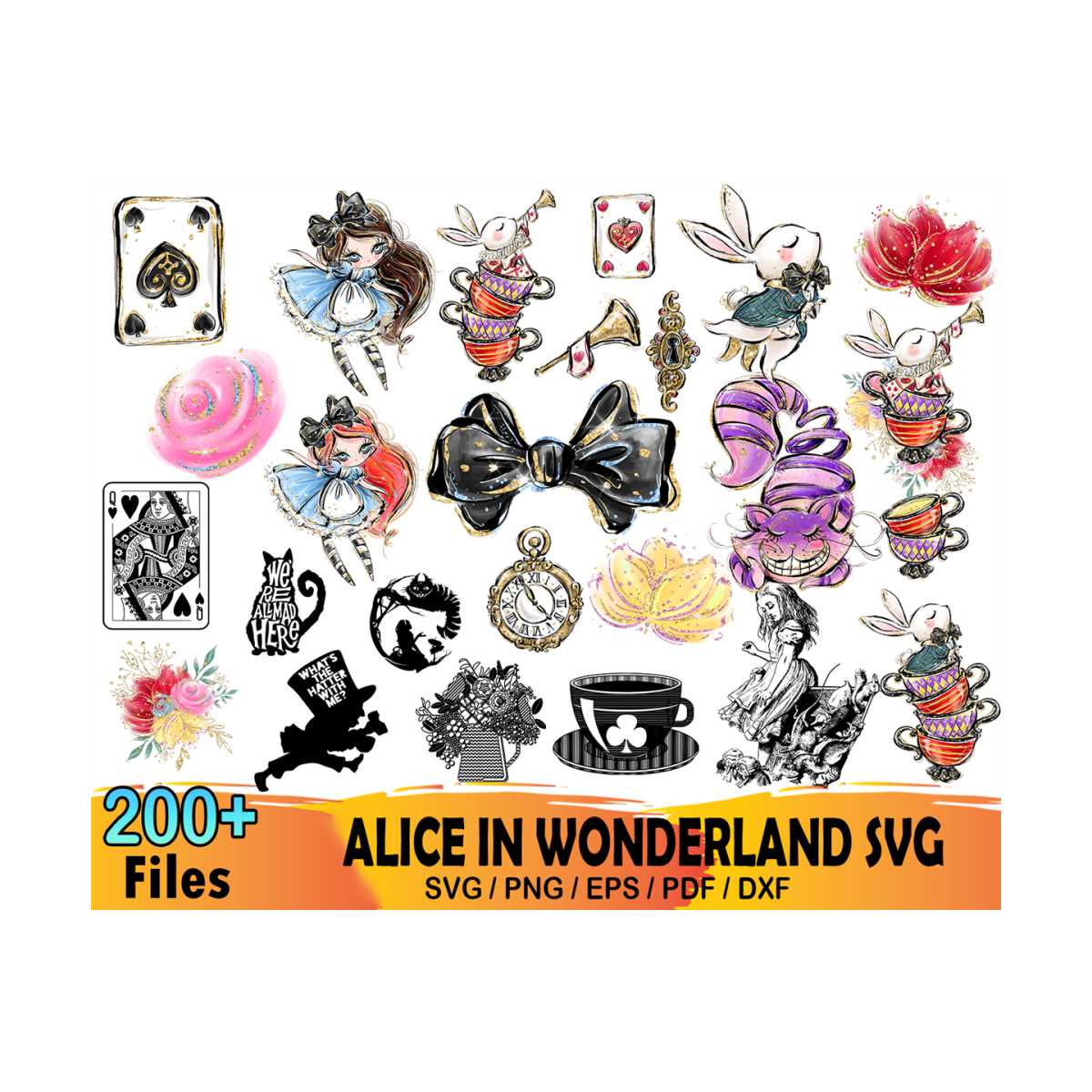 200 Alice In Wonderland Svg Bundle, Disney Svg, Alice Clipar | Inspire ...