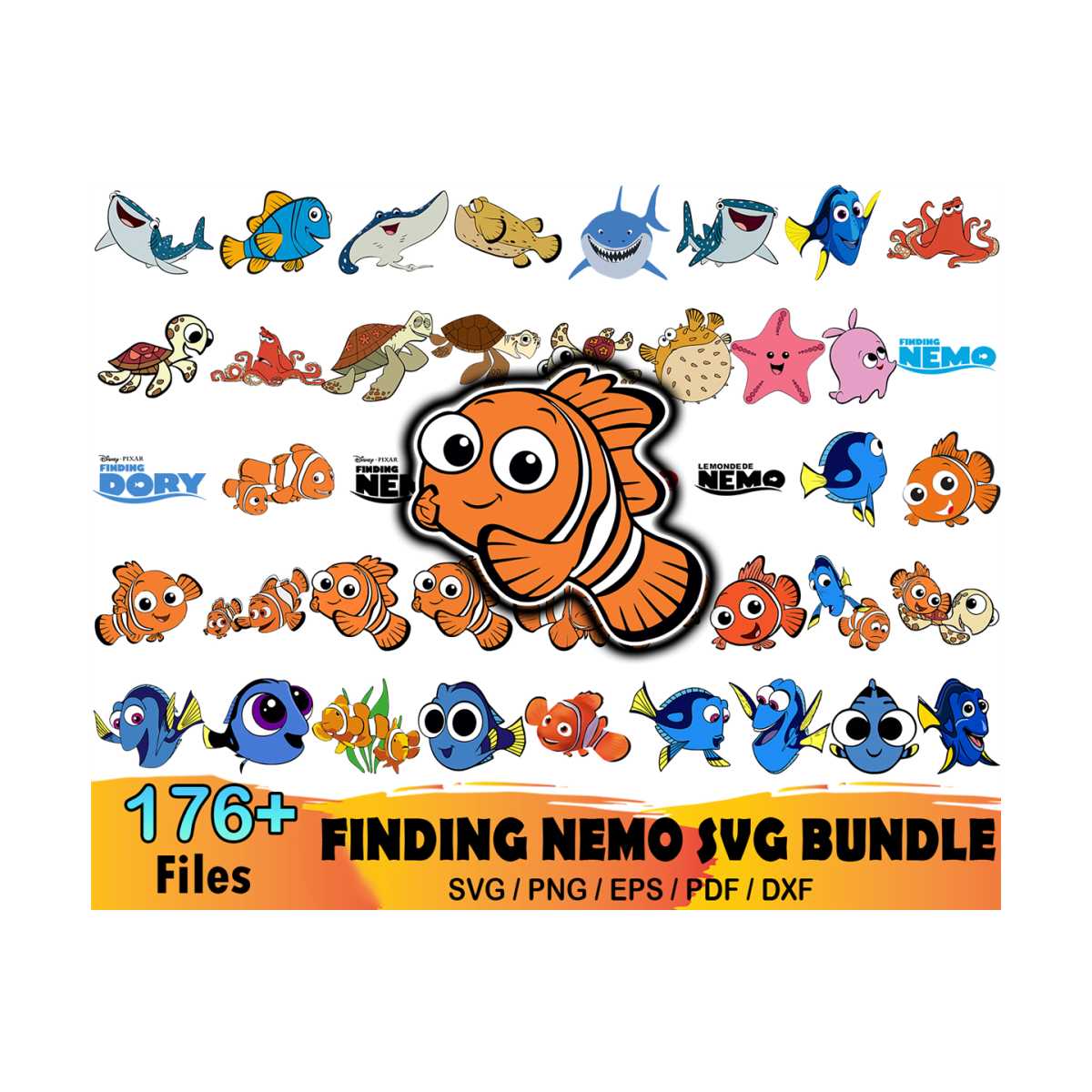 176 Finding Nemo Bundle Svg, Disney Svg, Nemo Svg, Cartoon S | Inspire ...