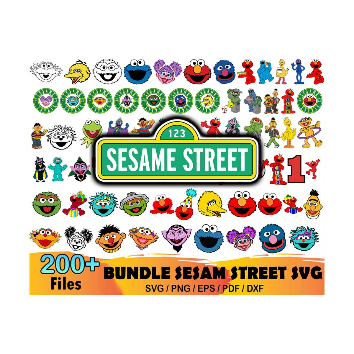 200 Sesame Street Bundle Svg, Muppets Vector, Puppet Svg | Inspire Uplift