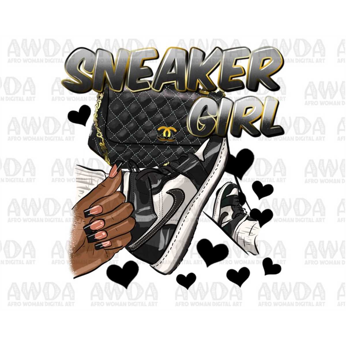 Sneaker girl black and white png sublimation design download - Inspire ...