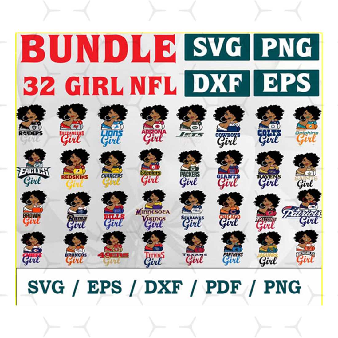 32 Girl NFL Svg Bundle, Nfl Girl Svg, Football Girl Svg | Inspire Uplift
