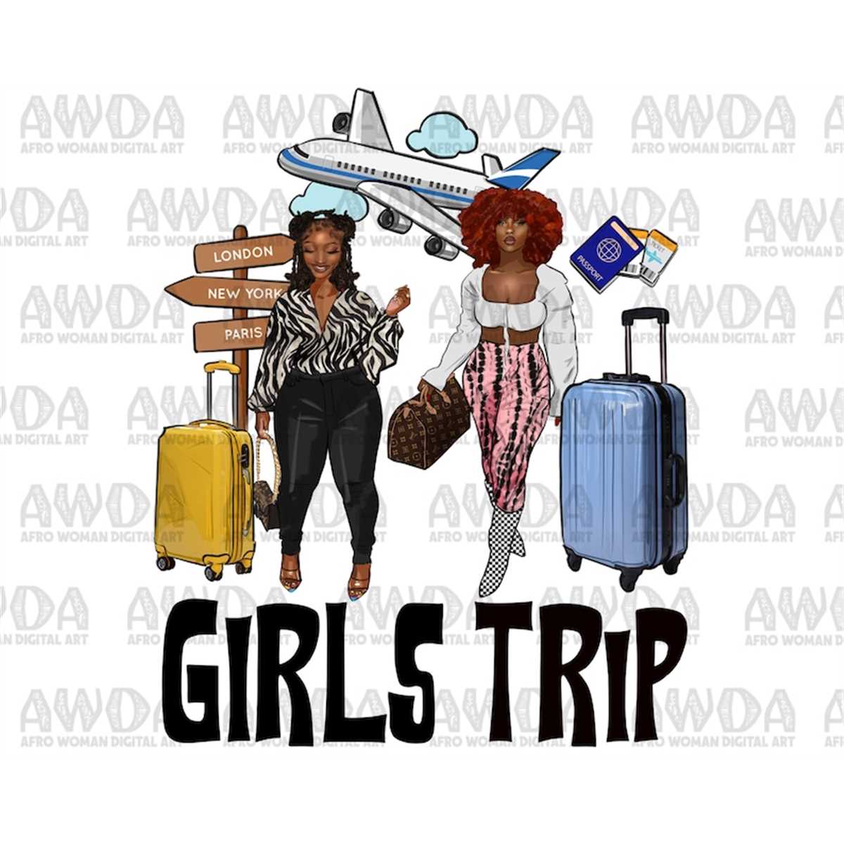 Girls trip black woman png sublimation design download, blac - Inspire ...