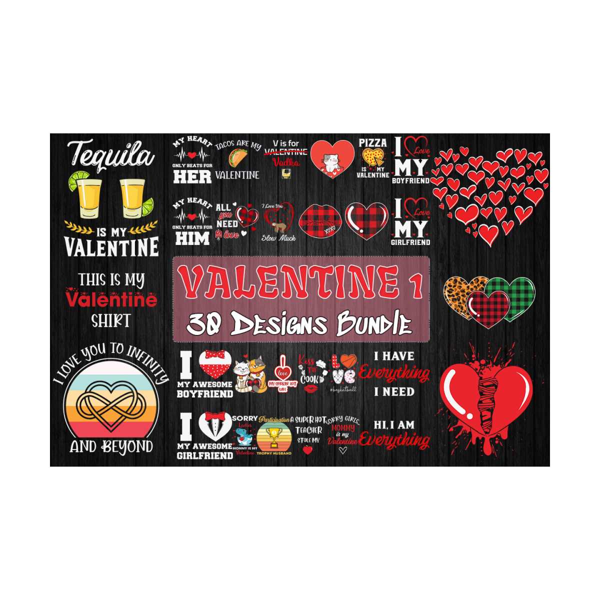 30 Designs Valentine Bundle Svg Part 1, Valentines Svg, Vale | Inspire ...