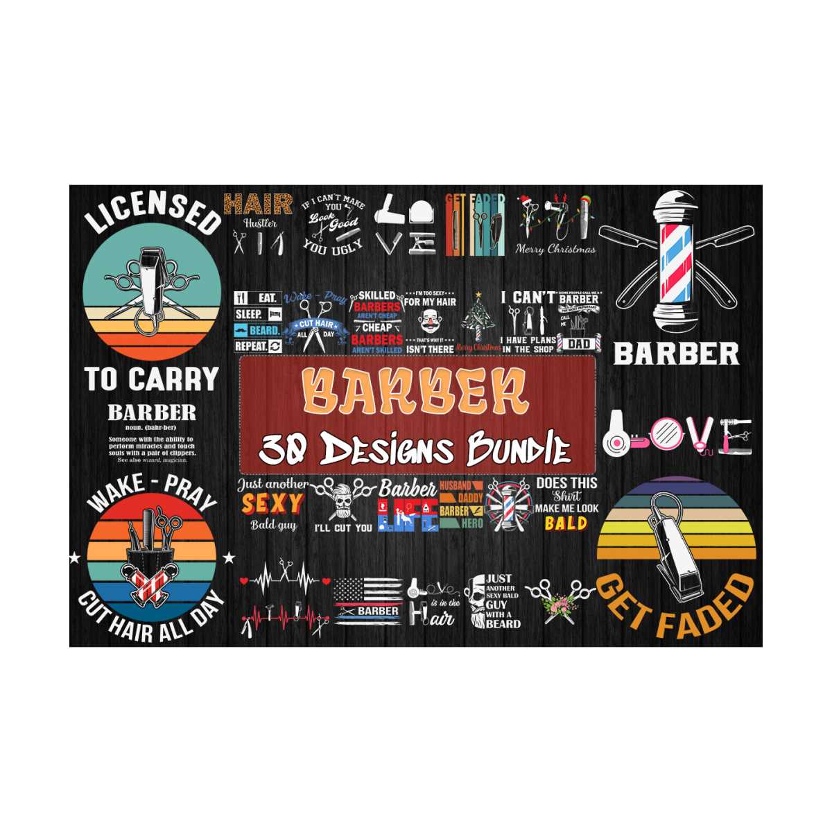 30 Designs Barber Bundle Svg, Barber Svg, Barber Machine Svg | Inspire ...