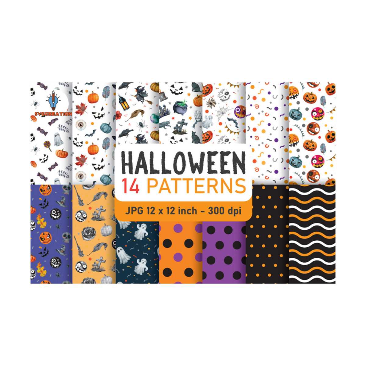 Halloween Pattern Bundle, Halloween Png, Halloween Clipart, | Inspire ...