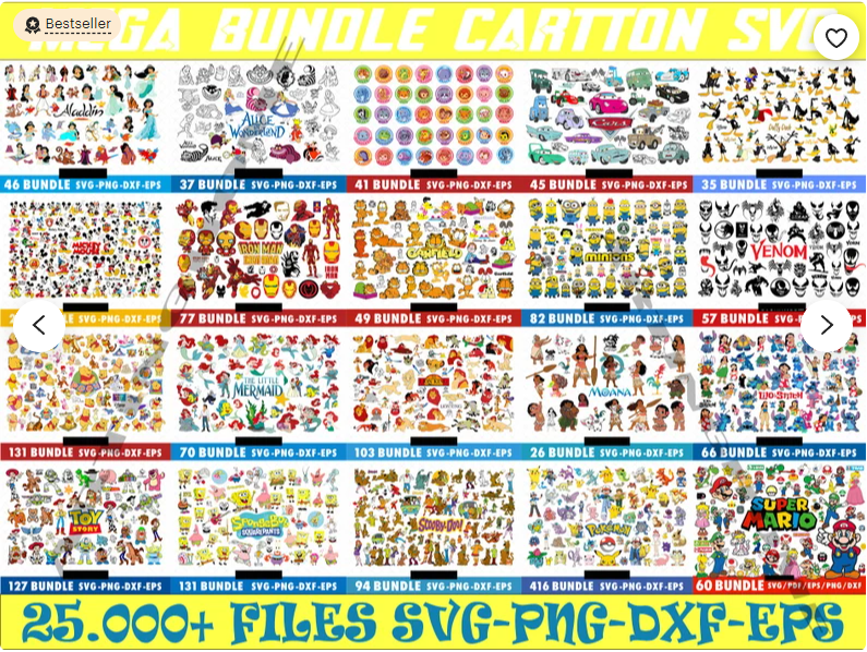 Cartoon Characters Mega Bundle Svg, Cricut Printable Clipart - Inspire ...