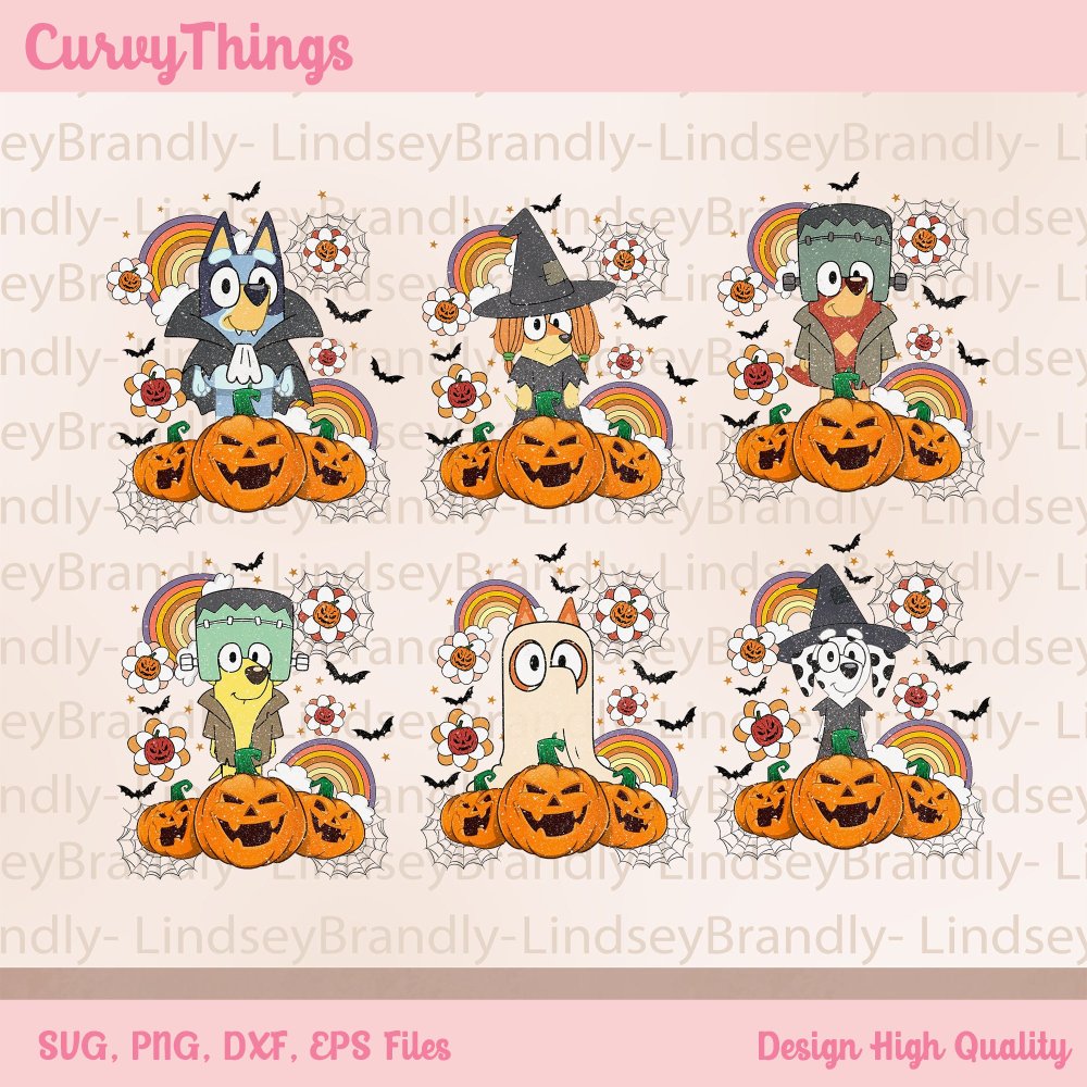 Bundle Bluey Halloween Png, Bluey And Friends Halloween Png, | Inspire ...