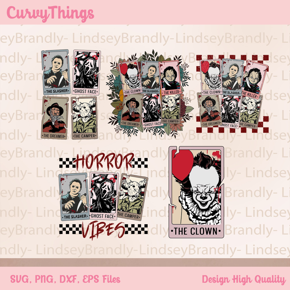 Bundle Horror Characters Tarot Cards Png, Horror Movie Kille - Inspire ...