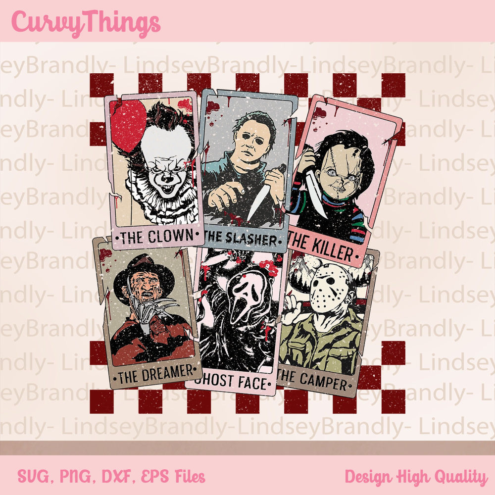 Horror Characters Tarot Cards Png, Horror Friends Checkerboa | Inspire ...
