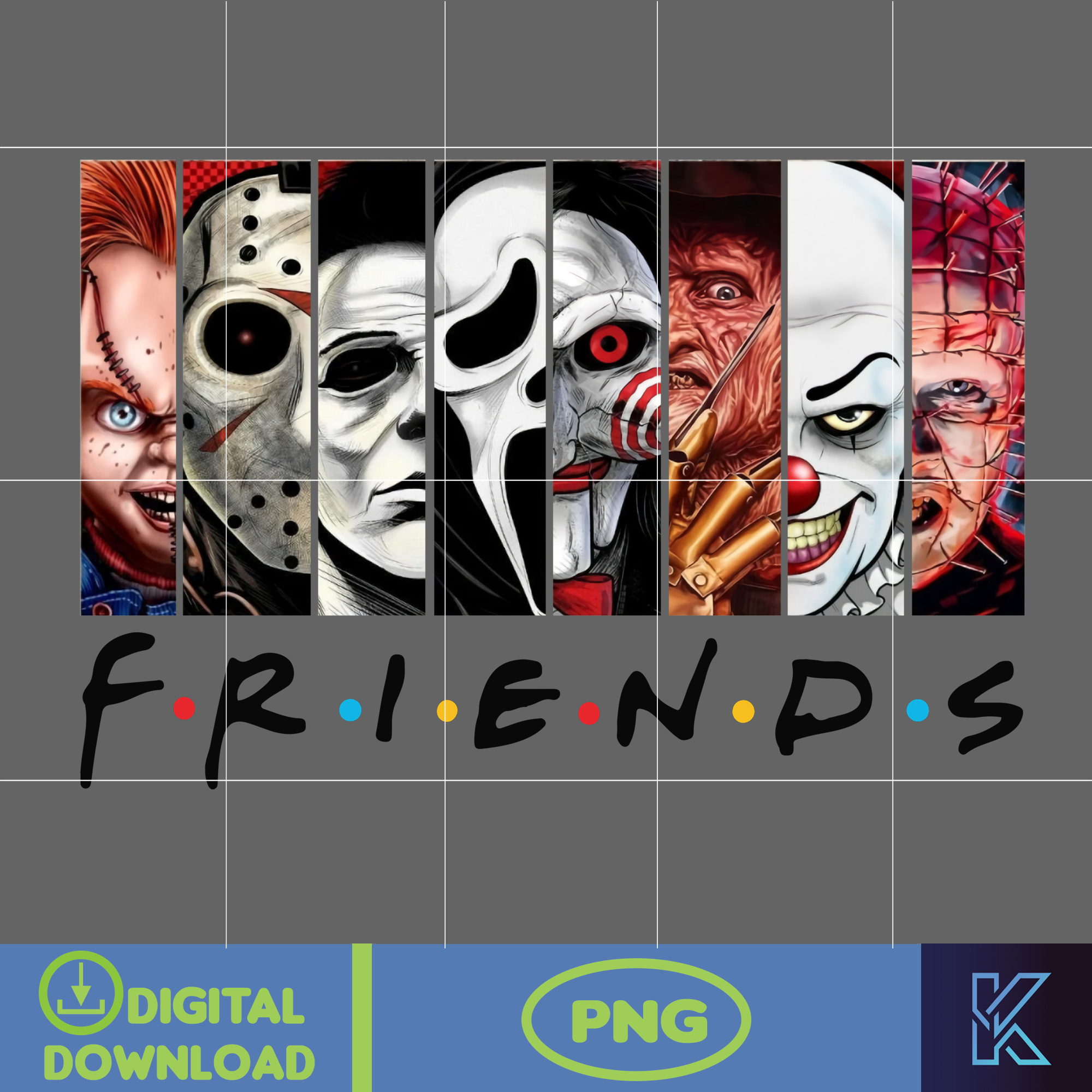 Horror Movies Characters PNG, Halloween Sublimation Designs | Inspire Uplift