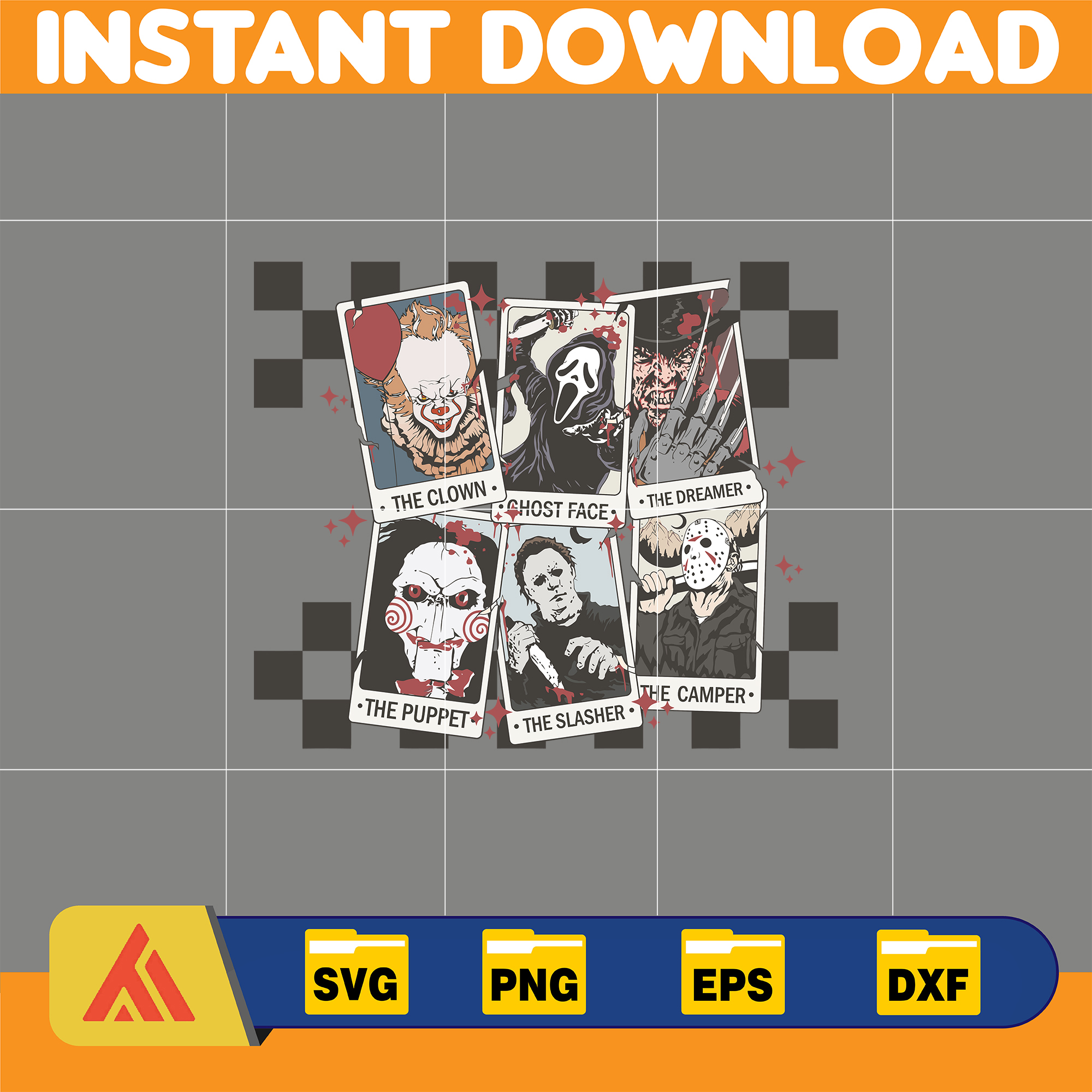 Horror Characters Tarot Card Svg, Horror Movie Killers Svg, | Inspire ...