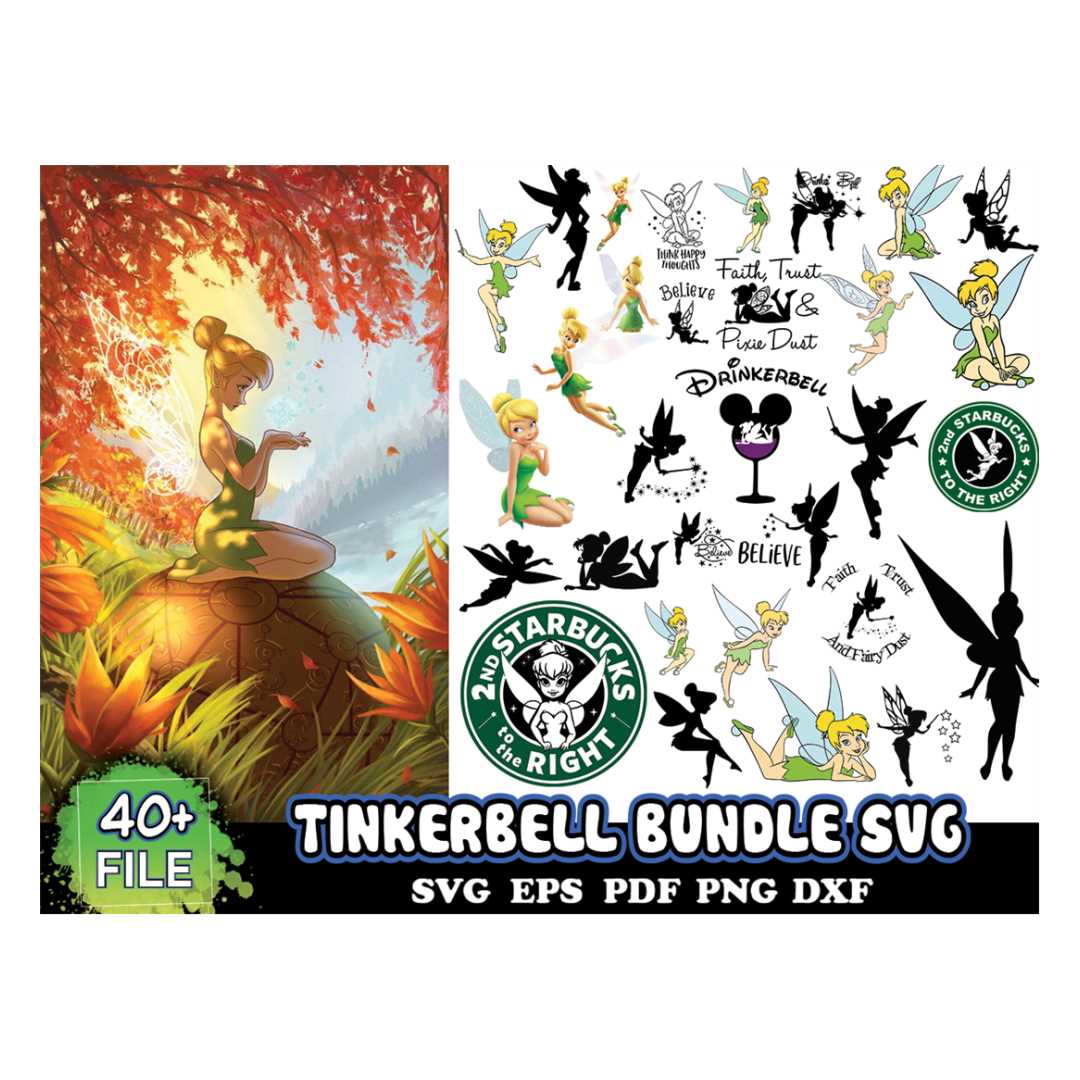 40 Files Tinkerbell Bundle Svg, Disney Svg, Fairy Svg | Inspire Uplift