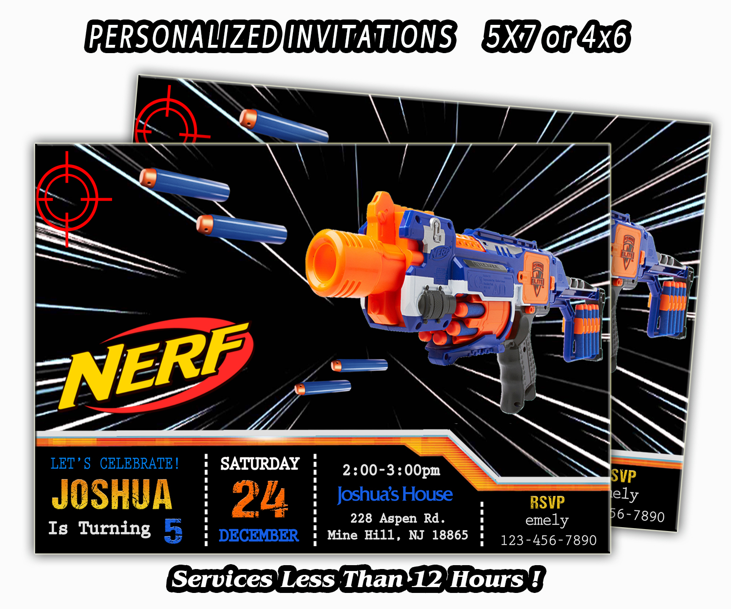 Nerf Invitations Birthday Party, Personalized Invitation | Inspire Uplift