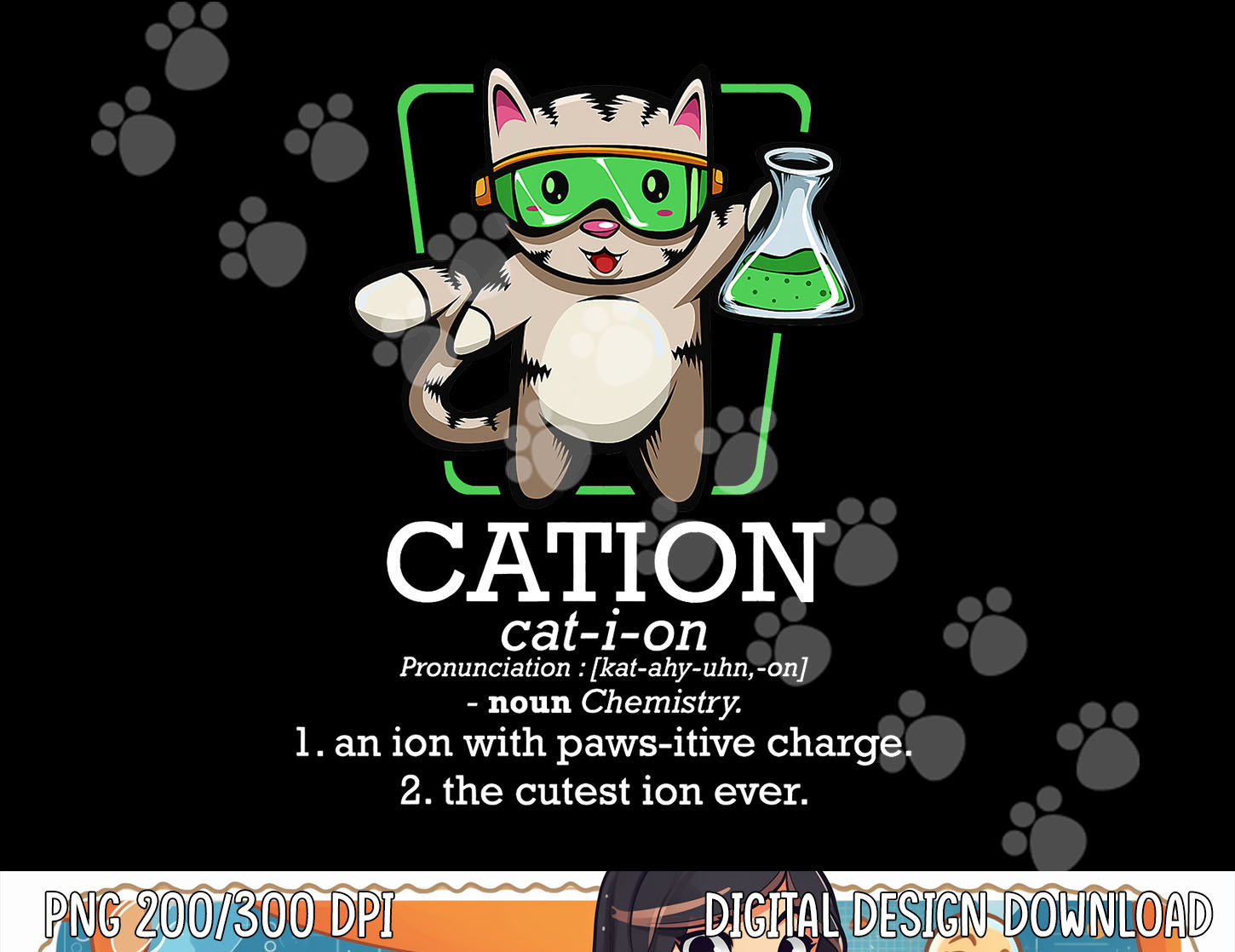 Cation Cute Science Cat Pawsitive Element Chemistry Teacher - Inspire ...