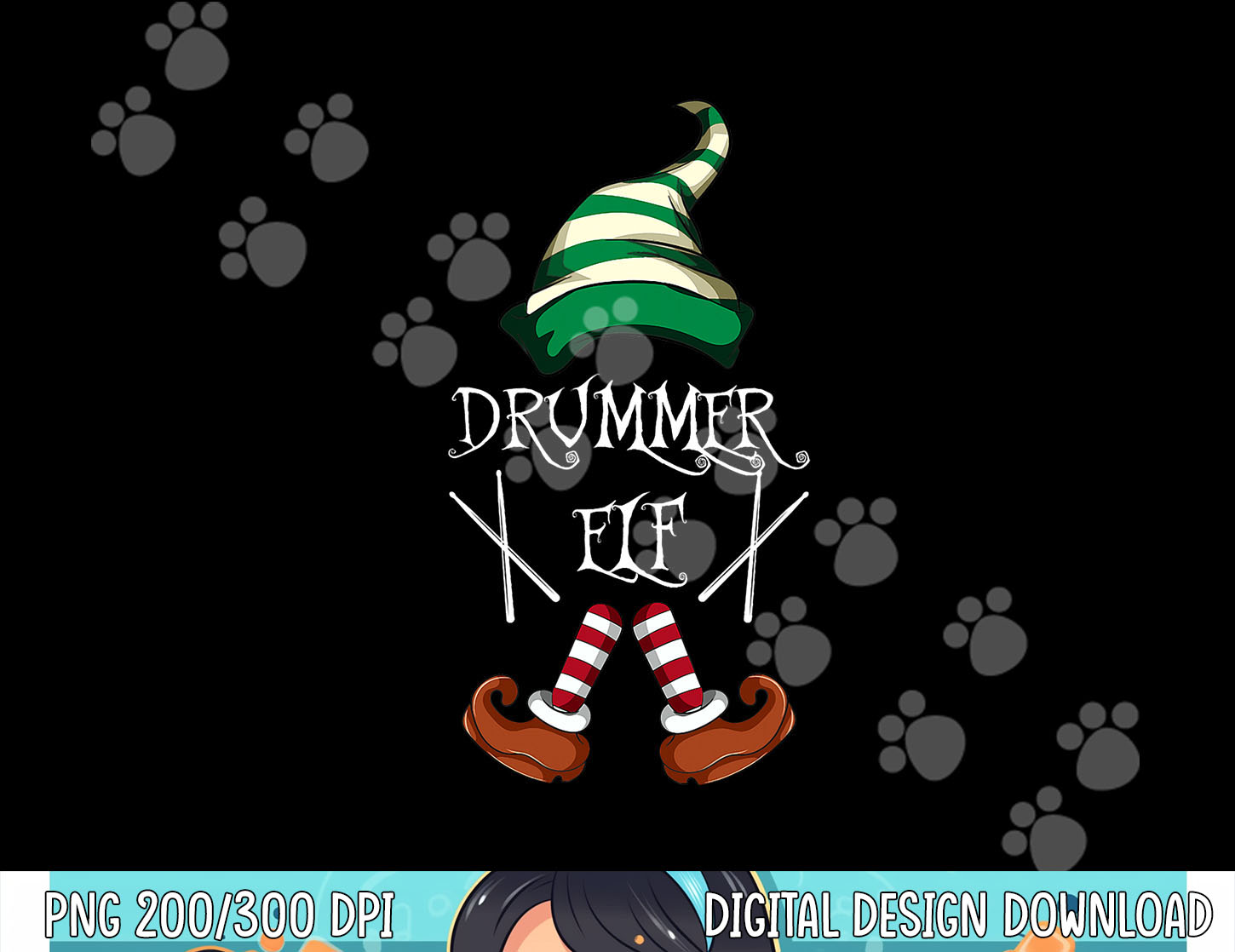 Christmas Drums Music Elf Family Gift Drummer Elf png, subli - Inspire ...
