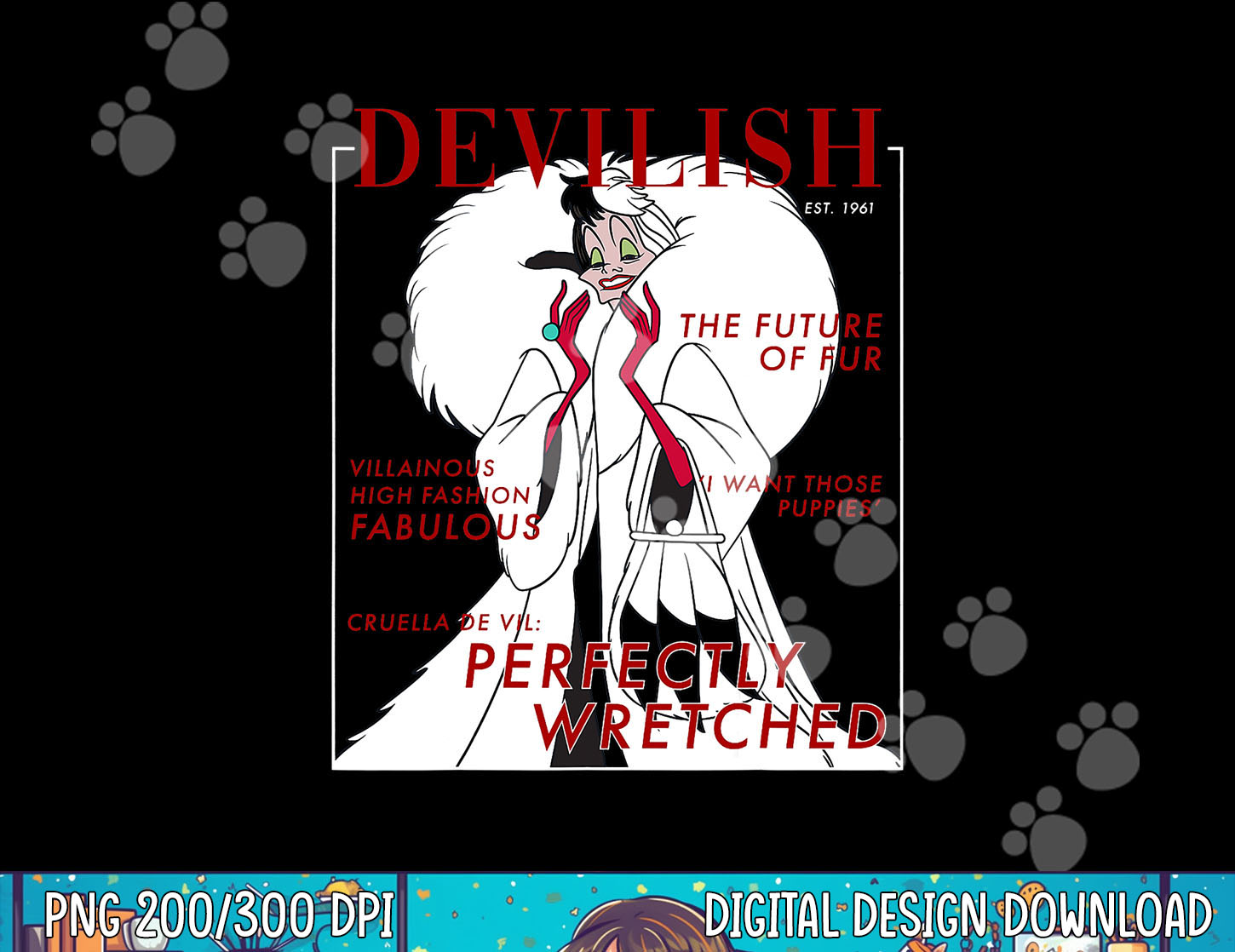Disney Villains Halloween Cruella Magazine Cover png, sublim - Inspire ...
