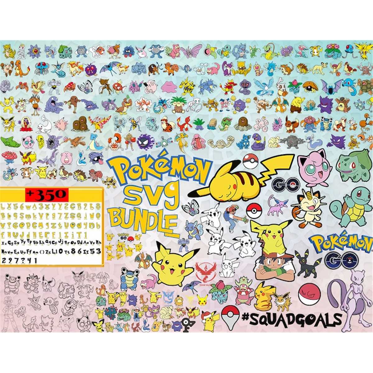 Pokemon Svg bundle, 350 Pokemon svg files, Pokemon Clipart, | Inspire ...