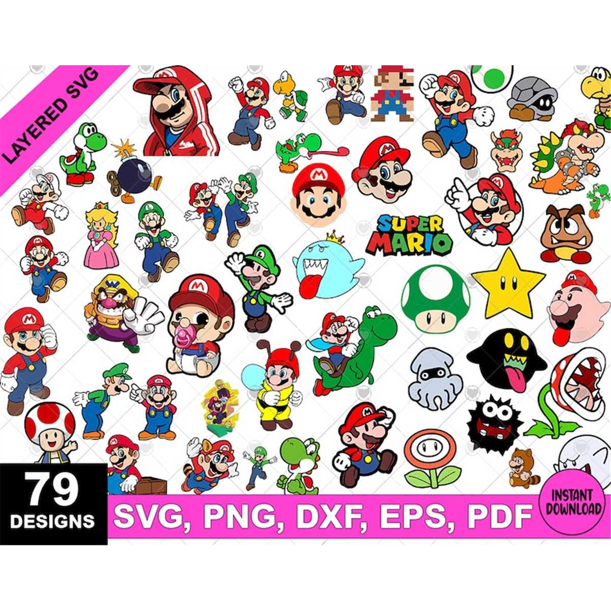 Super Mario svg clipart bundle, Mario Christmas SVG cut file | Inspire Uplift