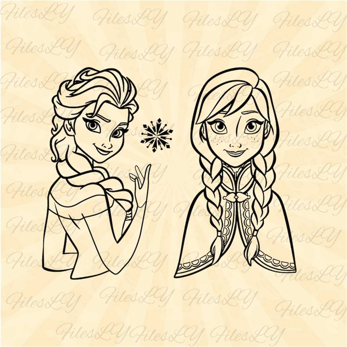 Elsa and Anna Svg, Elsa Svg, Frozen Svg, Anna Svg, Princess | Inspire ...