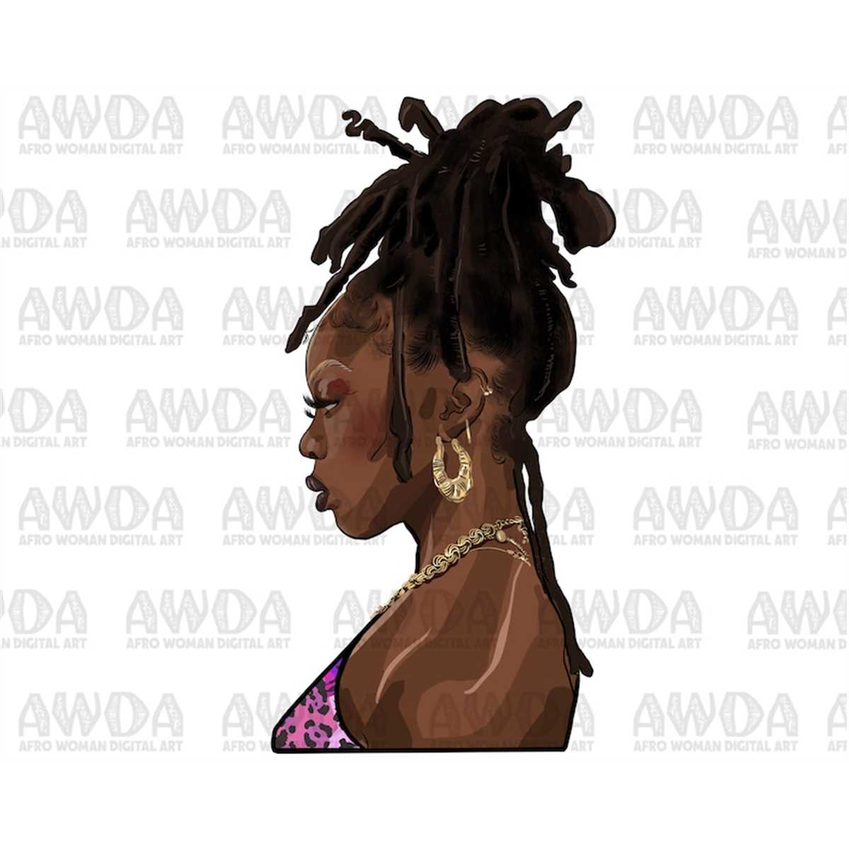 Afro locs bun woman png sublimation design download, afro wo | Inspire ...