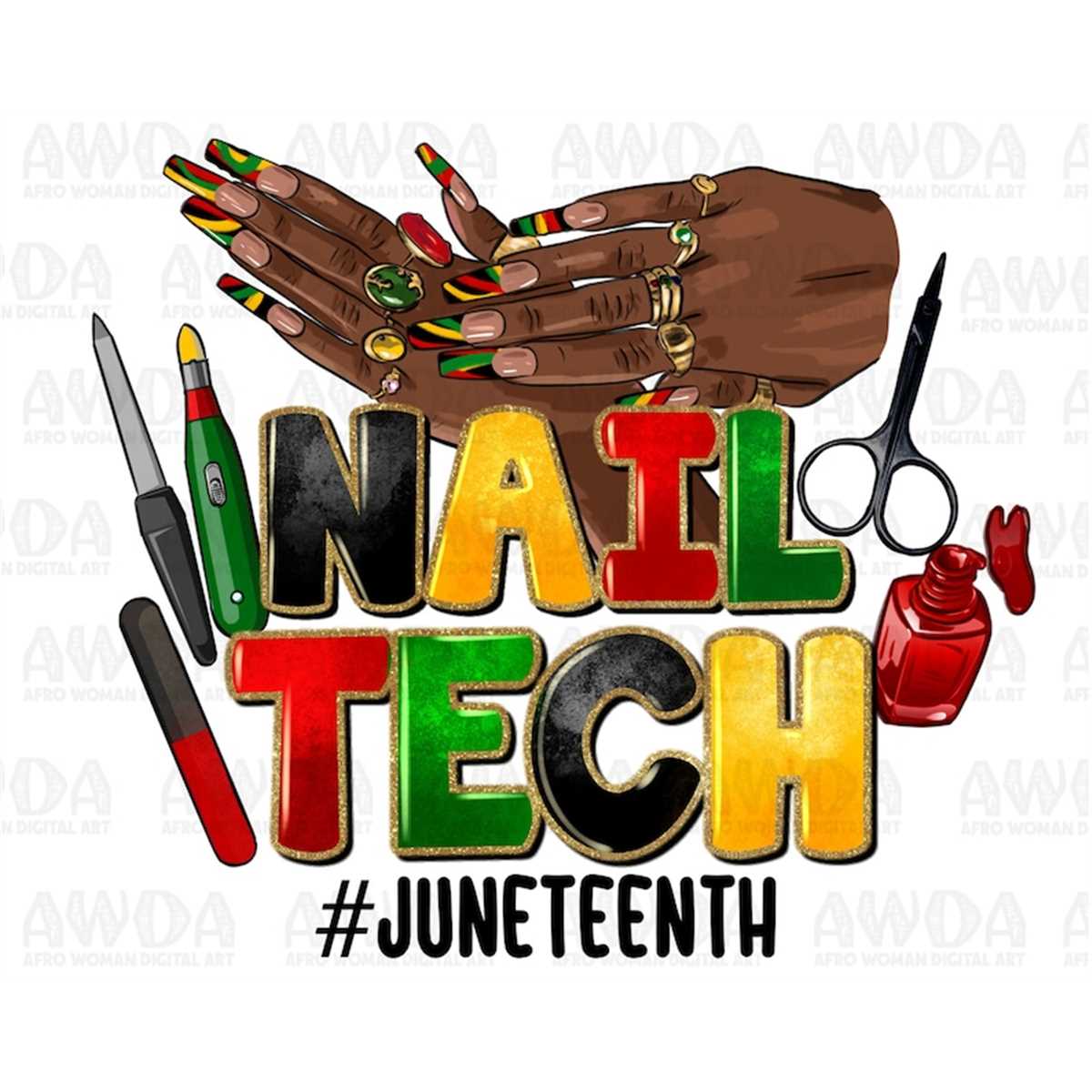 Nail Tech Juneteenth png sublimation design download, Junete | Inspire Uplift
