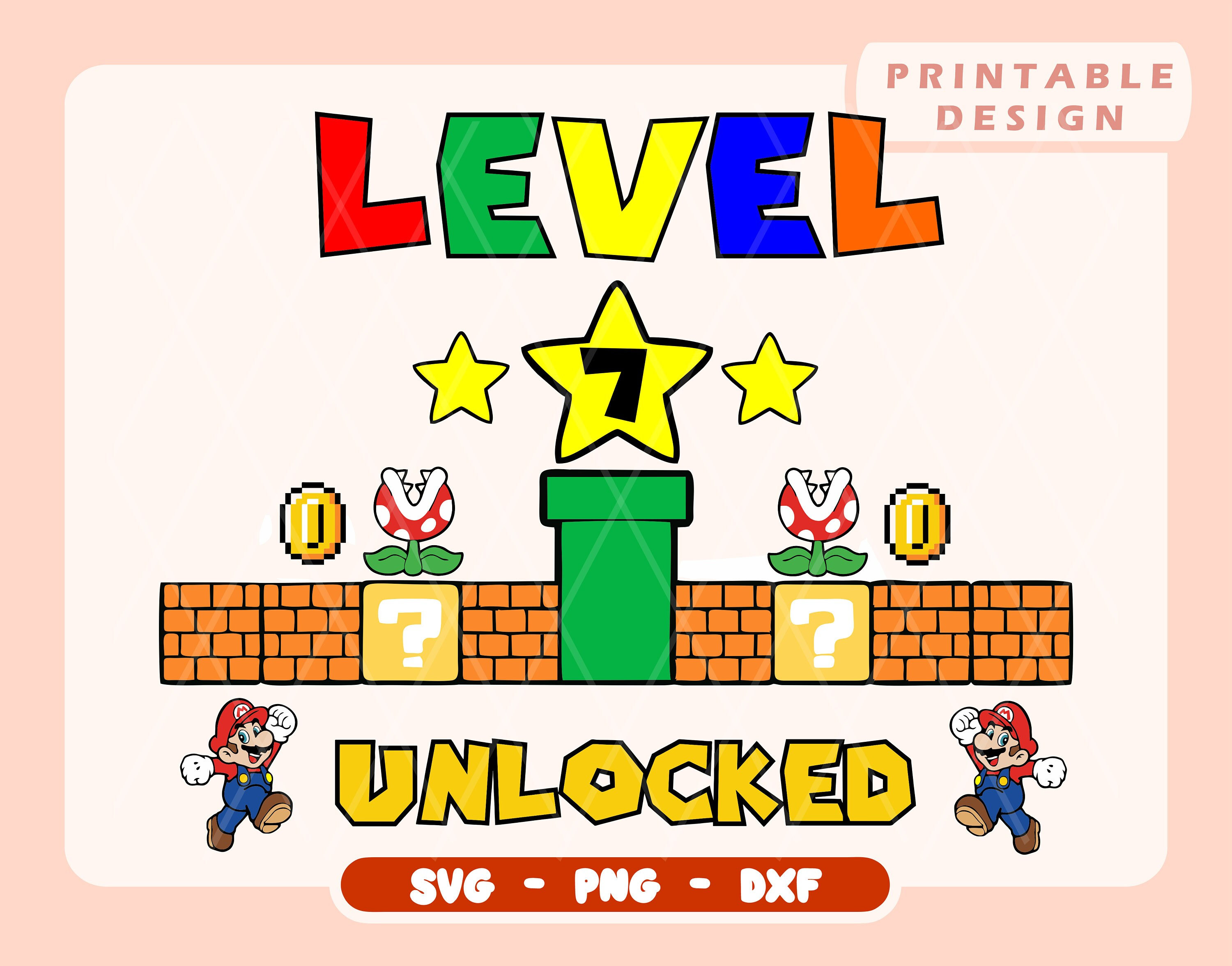 Level 6 unlocked Svg 6th Birthday boy gamer, Mario Birthday | Inspire ...