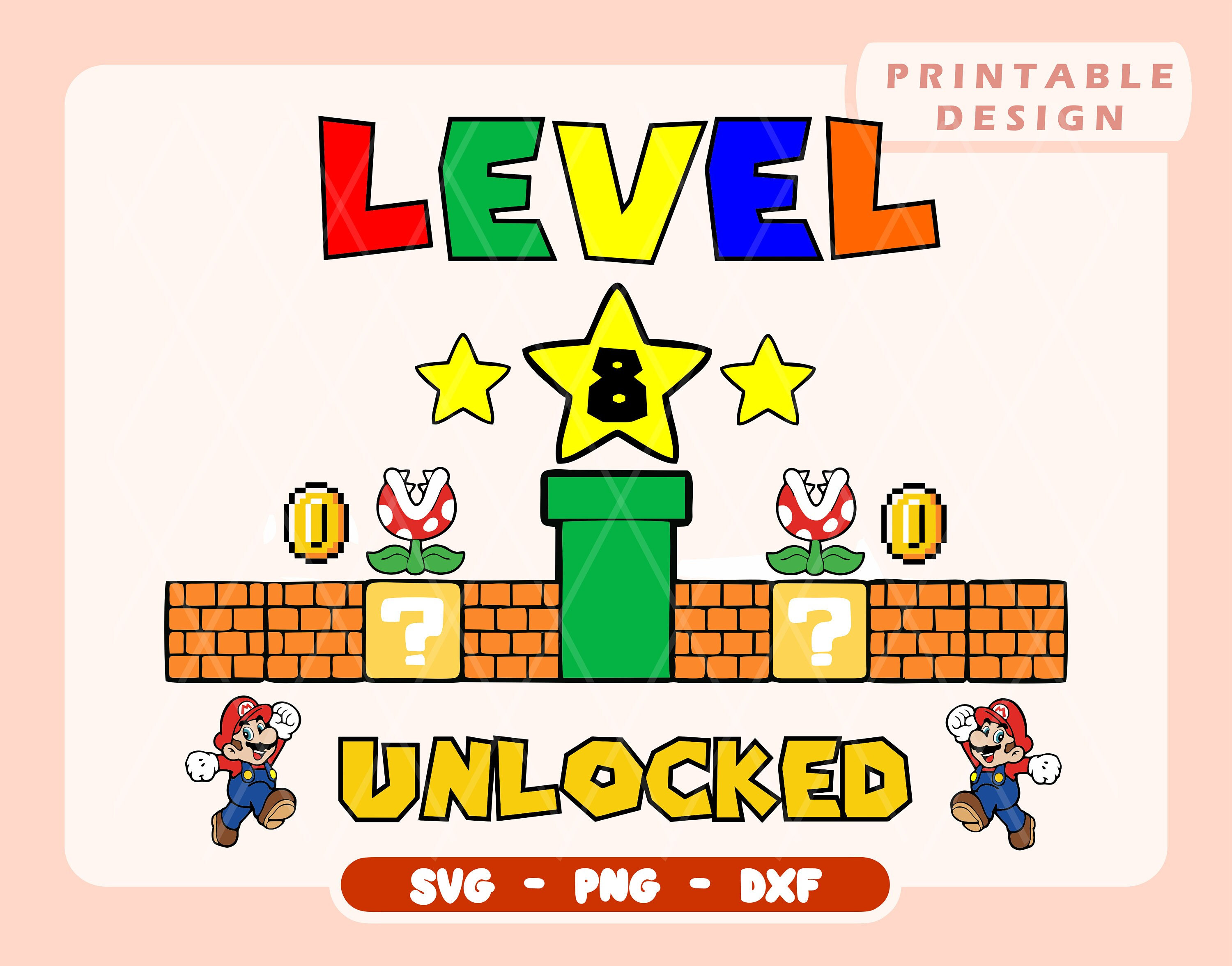 Level 7 unlocked Svg 7th Birthday boy gamer, Mario Birthday | Inspire ...