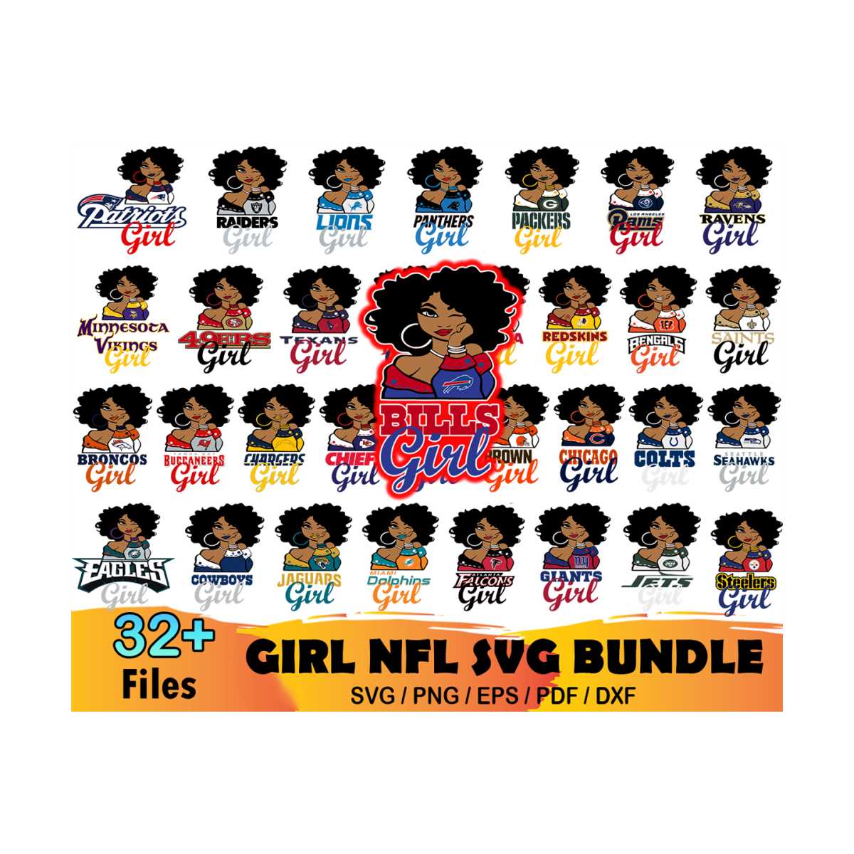 32 Girl NFL Svg Bundle, Nfl Girl Svg, Football Girl Svg | Inspire Uplift