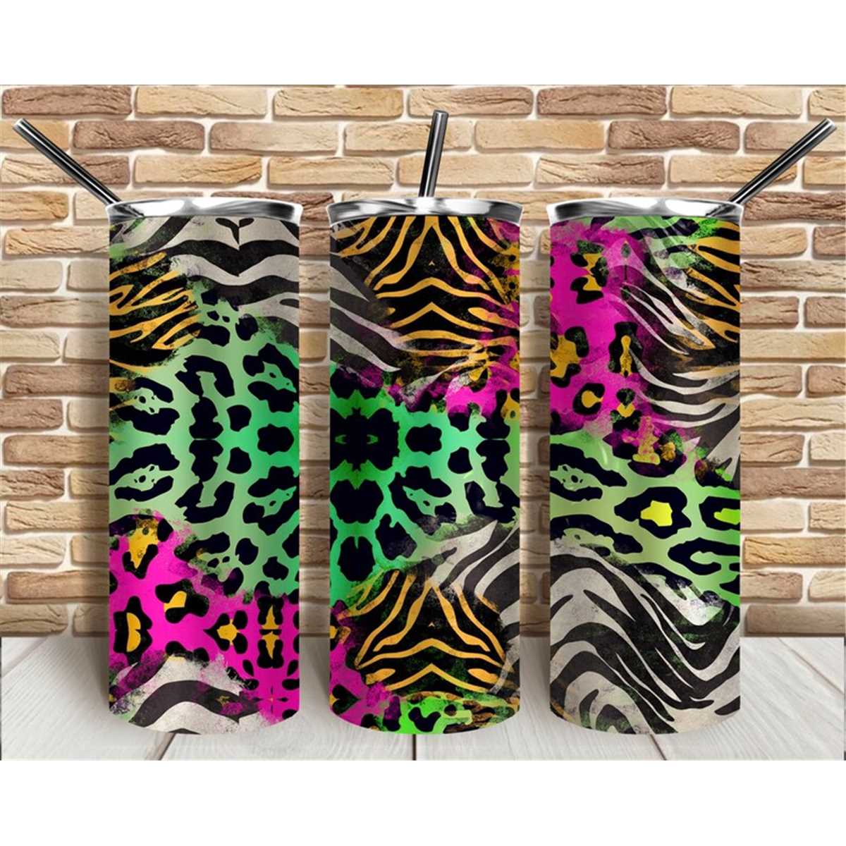 Colorful animal pattern 20oz skinny tumbler png, western tum | Inspire ...
