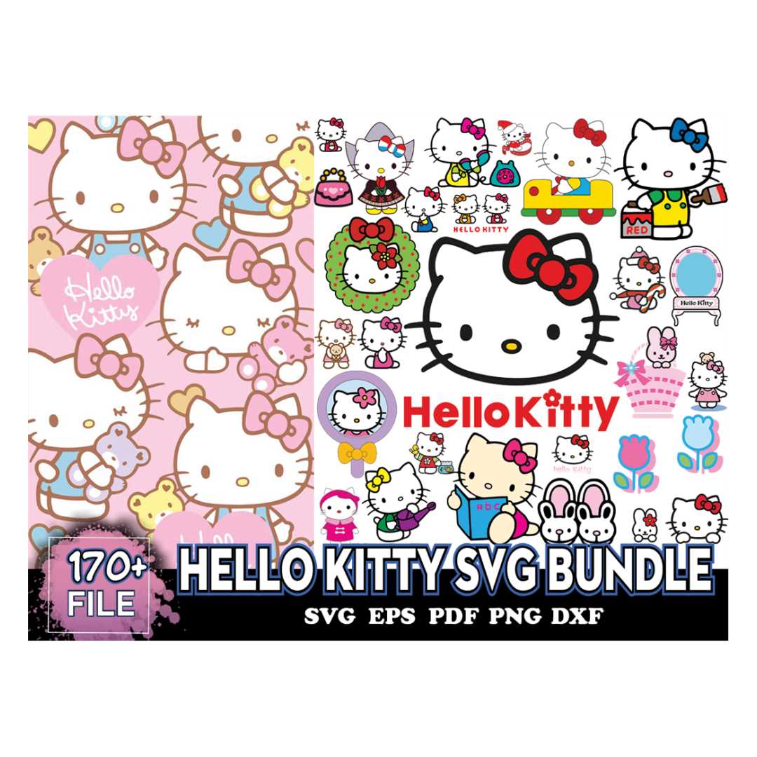 Hello Kitty Svg Bundle, Cat Svg, Cartoon Kitty Svg | Inspire Uplift