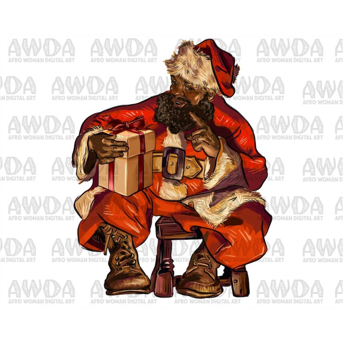 Christmas Afro Santa Png Sublimation Design,Love Santa,Chris | Inspire ...