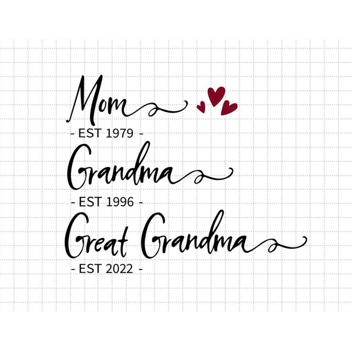 Custom Date Mom Grandma Great Grandma Svg Grandmother Svg Inspire