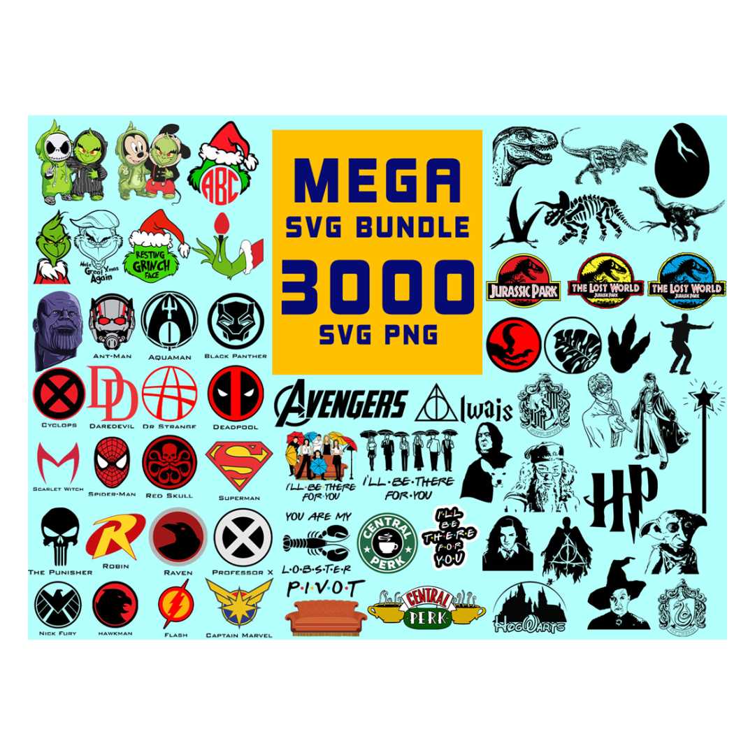 3000 Mega Bundle Svg, Movie Svg, Jurassic Park Svg, Grinch S | Inspire ...