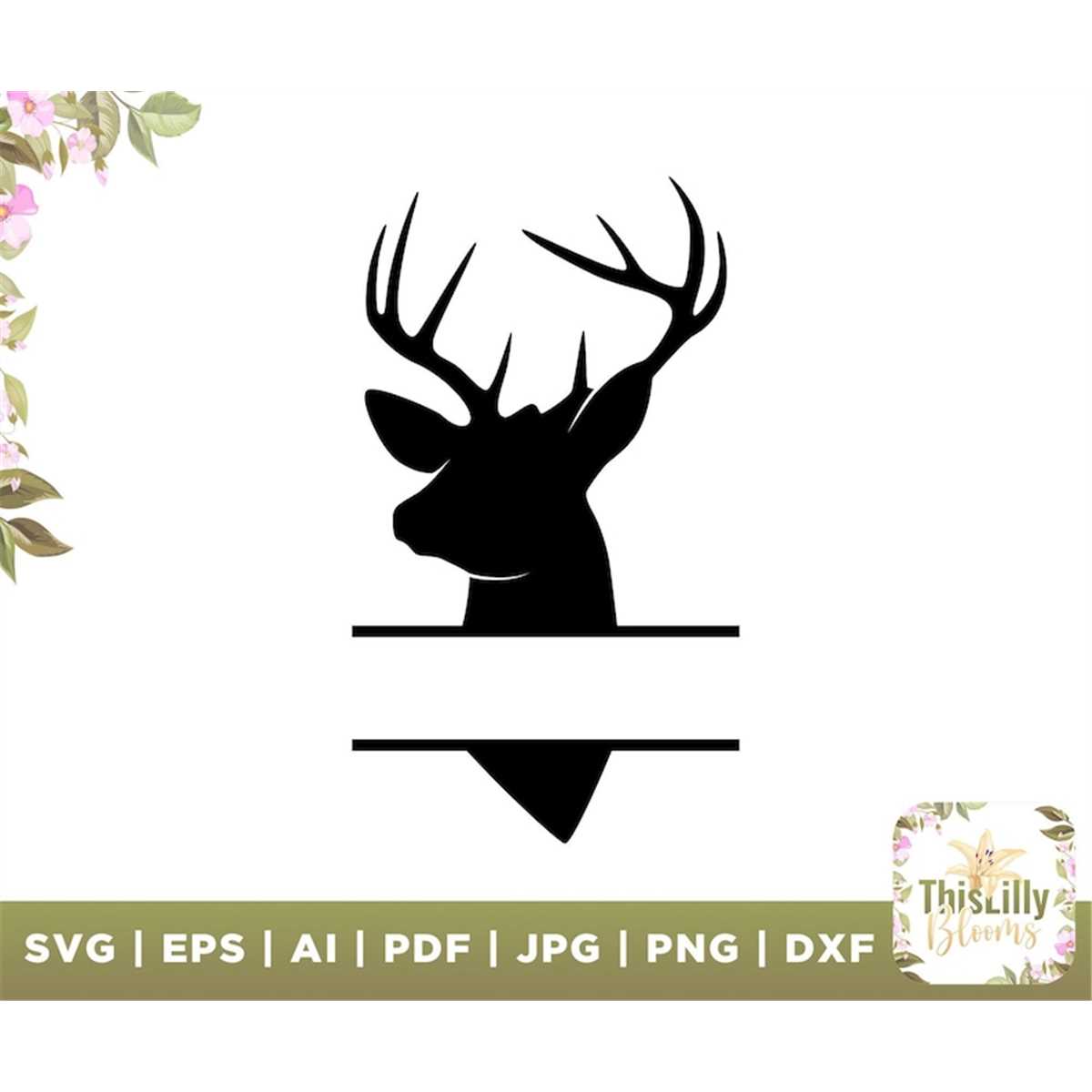 Deer Split Monogram, Buck, Hunting, Instant Digital Download - Inspire Uplift