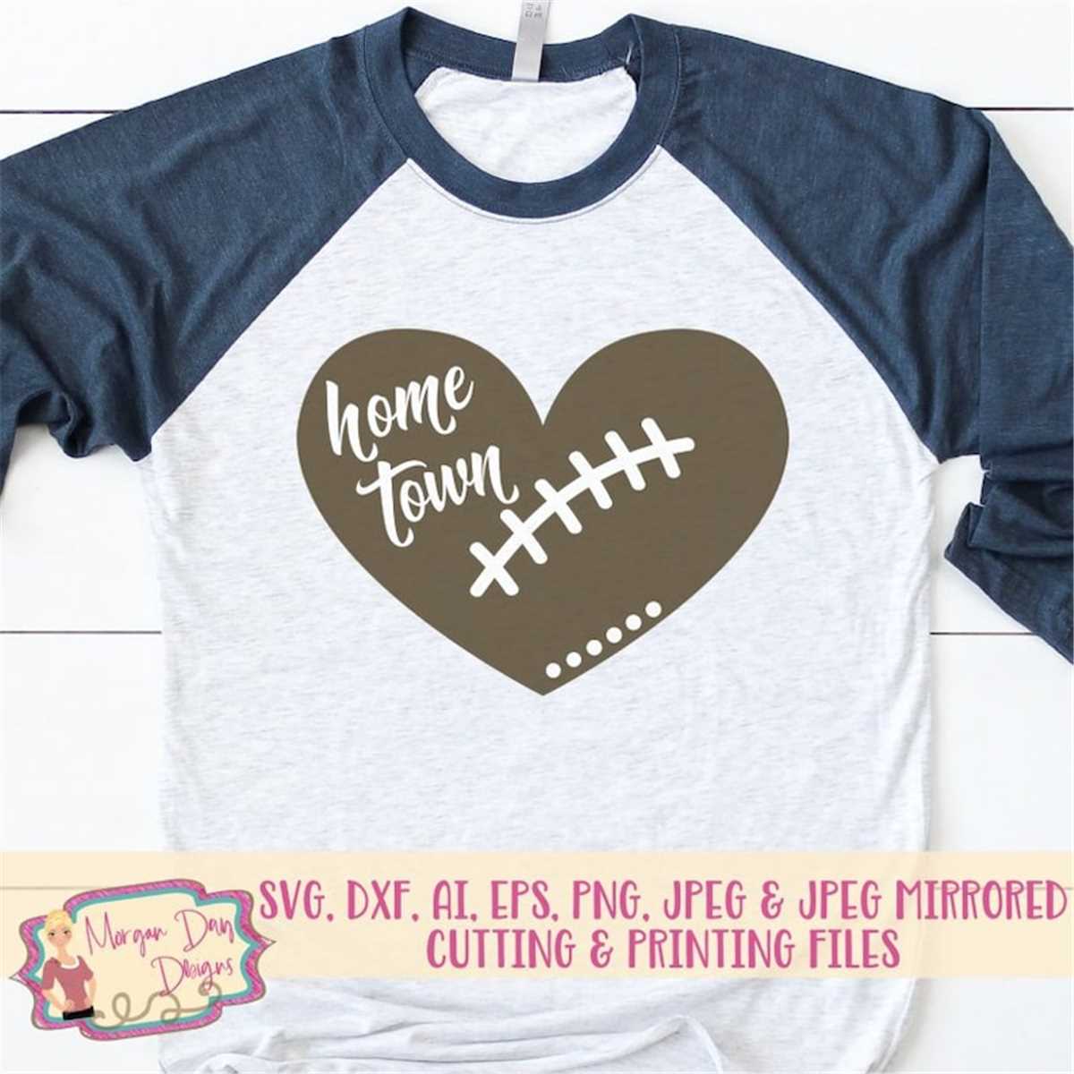 Football SVG - Home Town Football SVG - Football Heart SVG - | Inspire ...