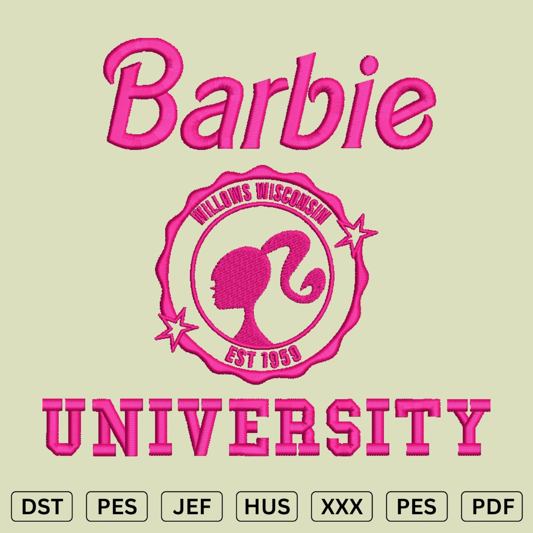 BARBIE University Embroidery design- Machine Embroidery Desi - Inspire ...