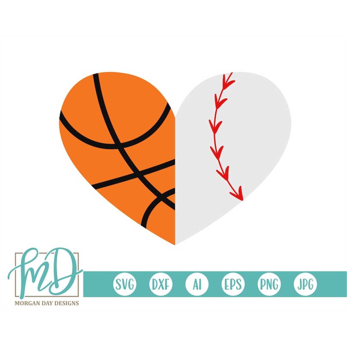 Basketball SVG, Baseball SVG, Half Heart SVG, Half Sports sv | Inspire ...