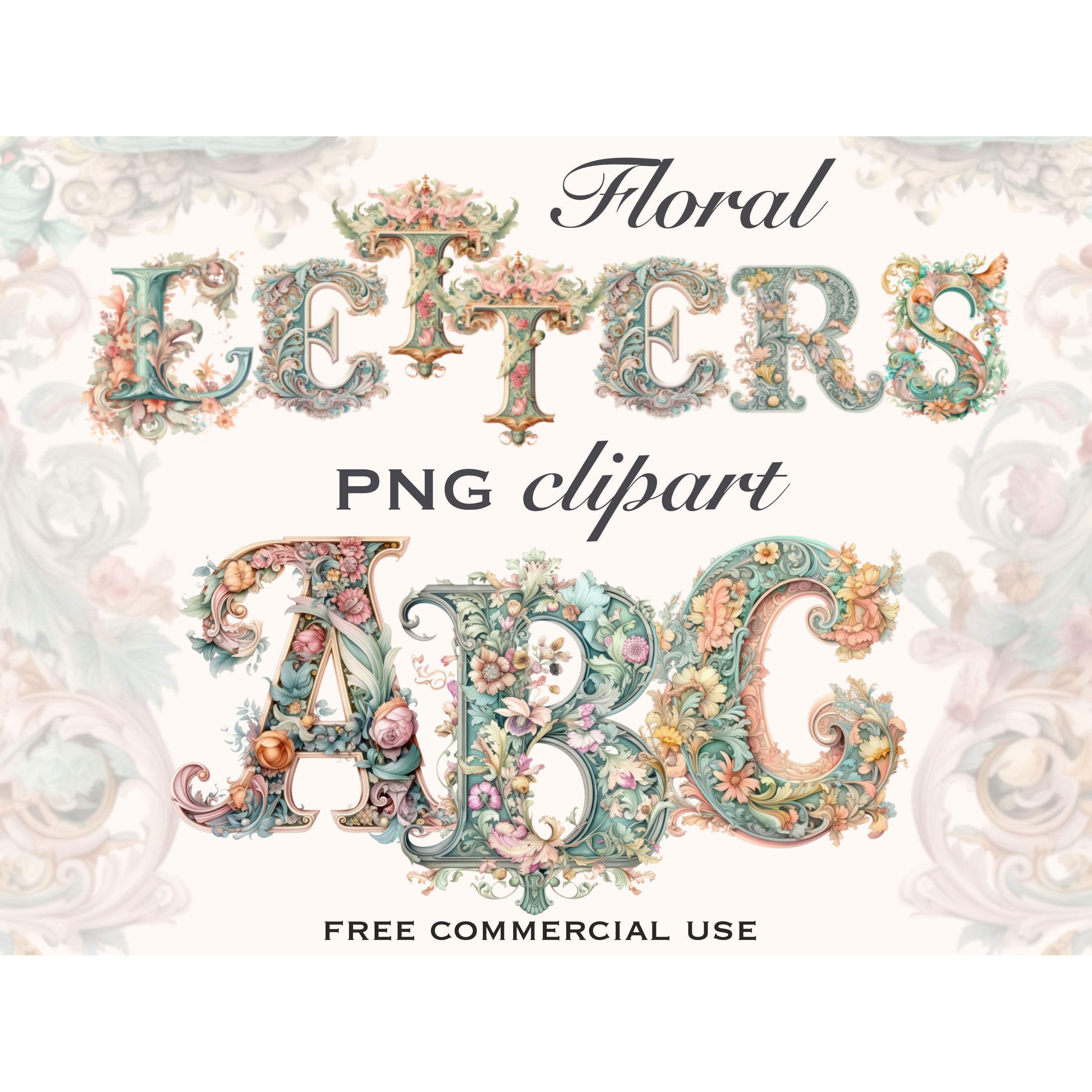 Boho floral alphabet clipart, Boho aesthetic letters png | Inspire Uplift