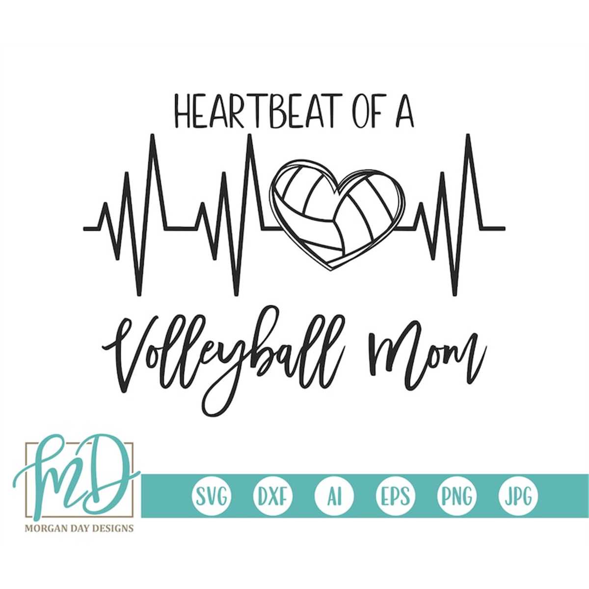 Volleyball Heartbeat SVG, Volleyball Mom SVG, Volleyball SVG | Inspire ...