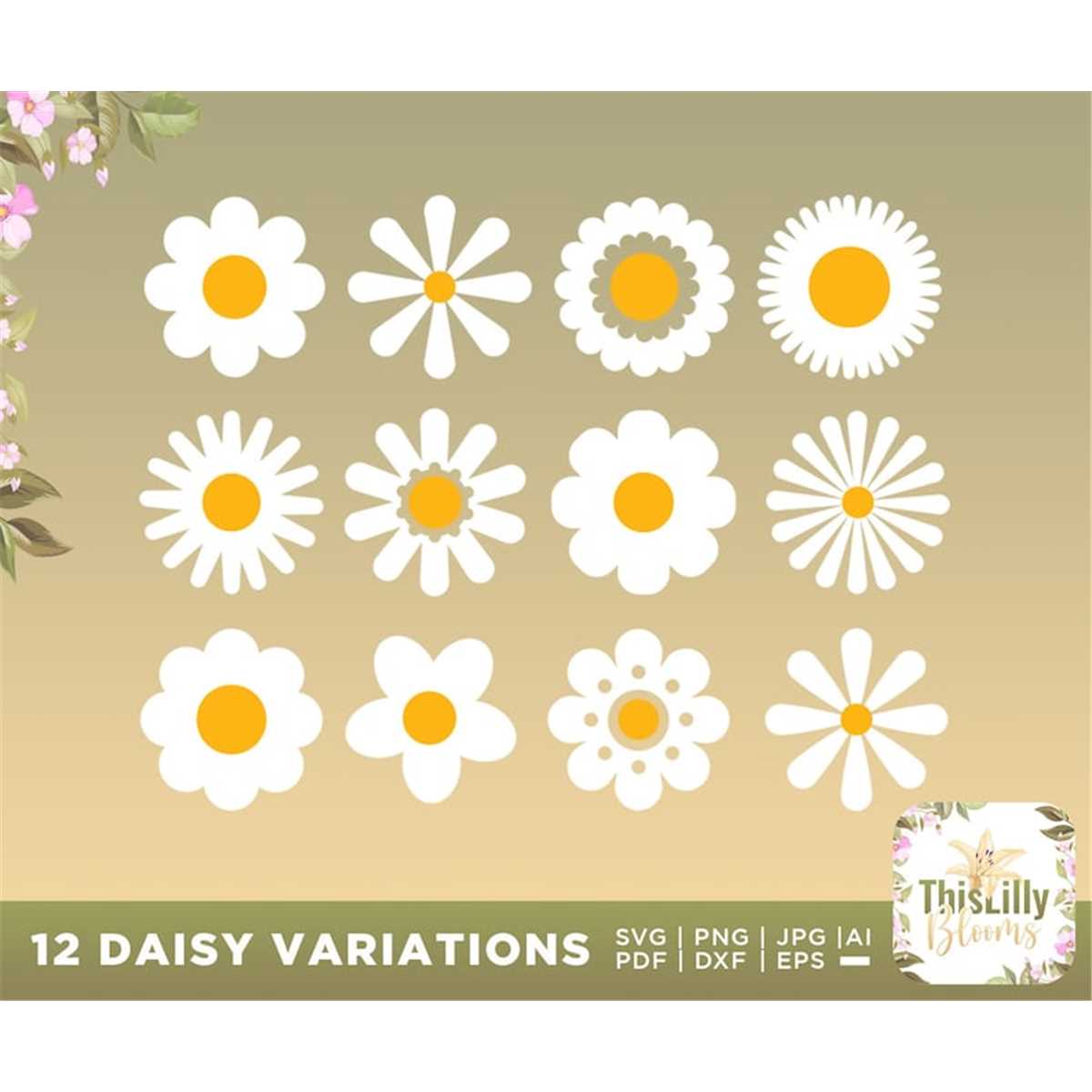 Daisy svg, Flower svg png, Flower Download, Daisy Clipart, c - Inspire ...
