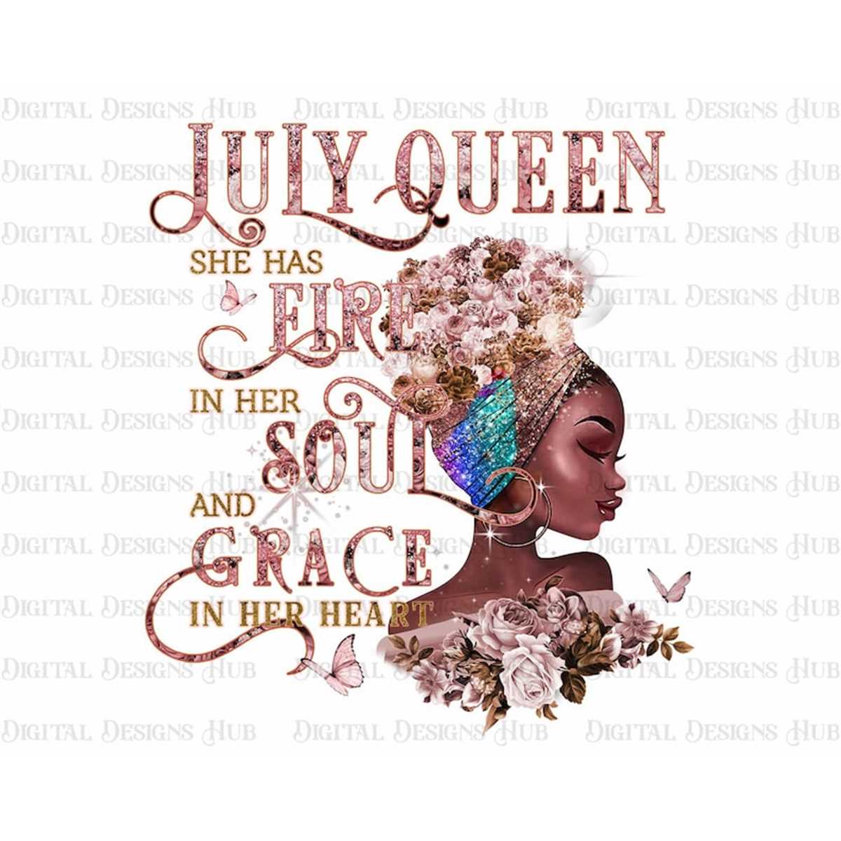 She Has Fire In Her Soul Black Queen PNG, July Queen Birthda | Inspire ...
